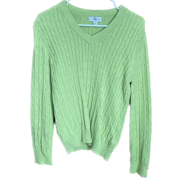 Studio Works | Sweaters | Vintage Green Cable Knit Sweater | Poshmark